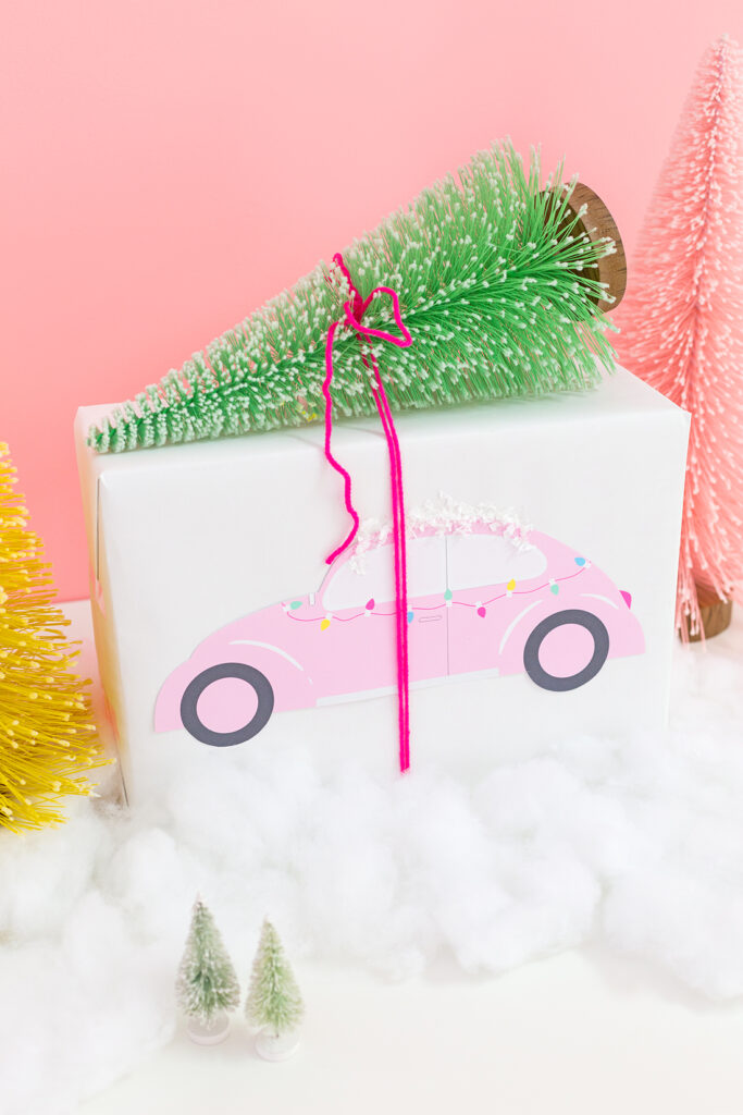 DIY Bottle Brush Car Gift Wrap (+Printable) – Aww Sam