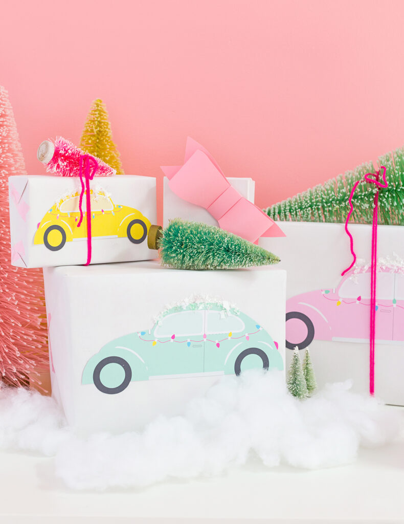 DIY Bottle Brush Car Gift Wrap (+Printable) – Aww Sam