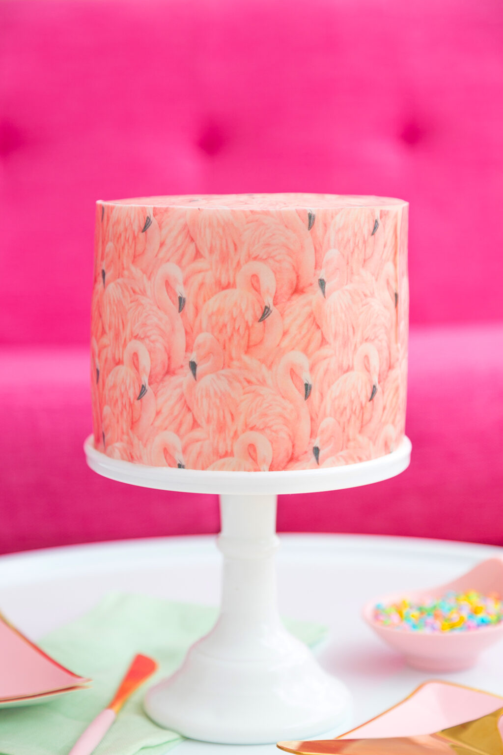 DIY Flamingo Wallpaper Cake – Aww Sam